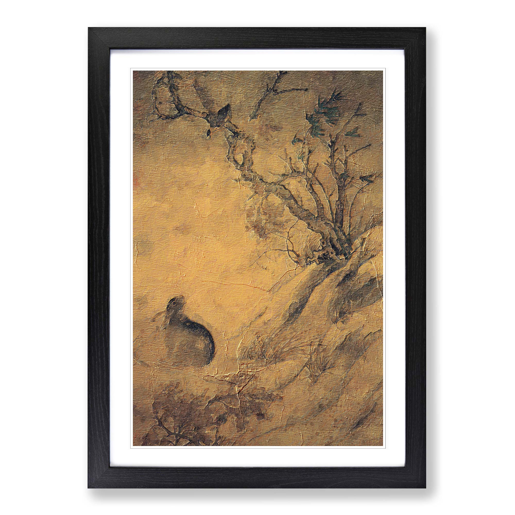 Magpies & Hare Flowers Floral Asian Bird Cui Bai Wall Art Print Framed ...