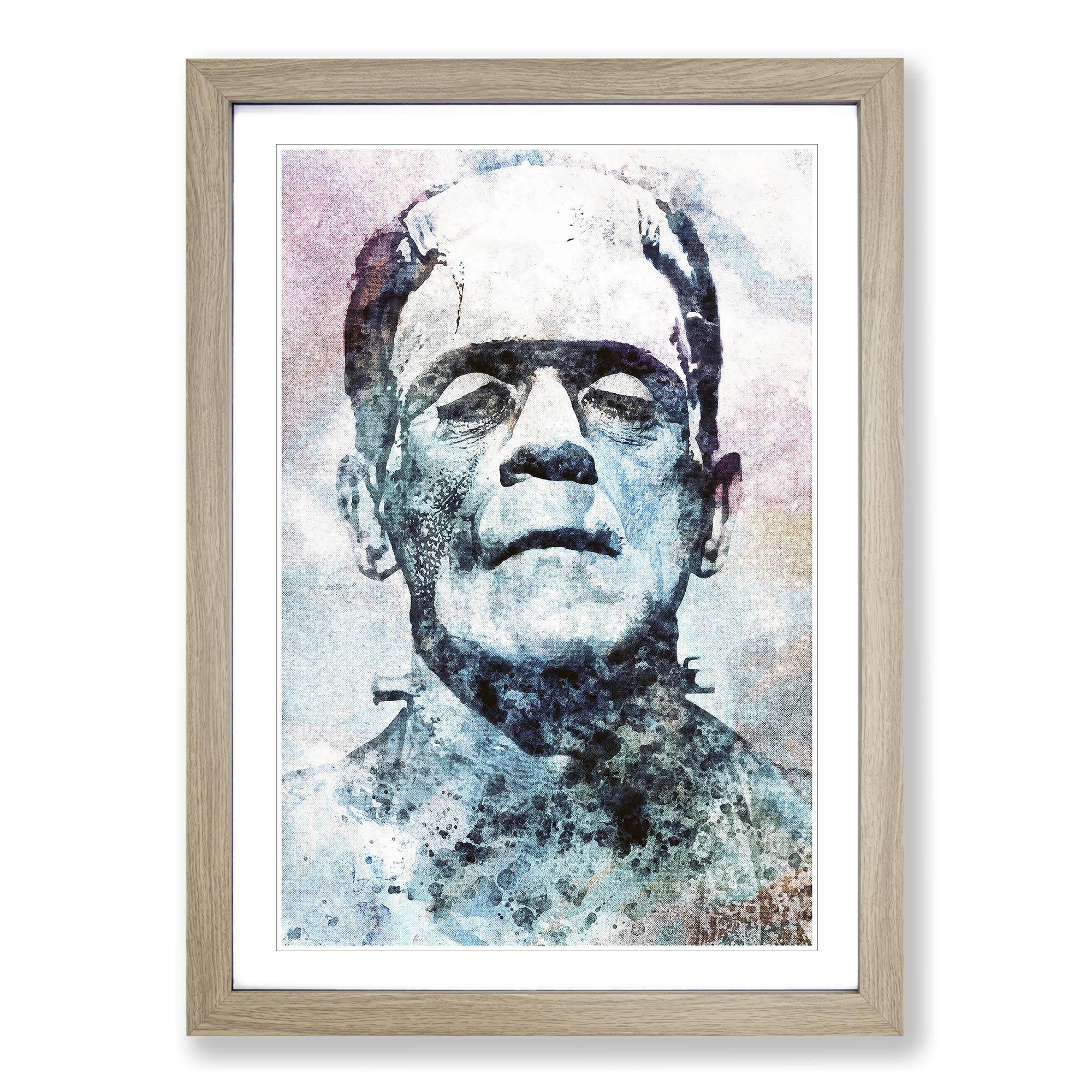 Frankenstein in Abstract Framed Canvas Wall Art Painting Poster Print ...