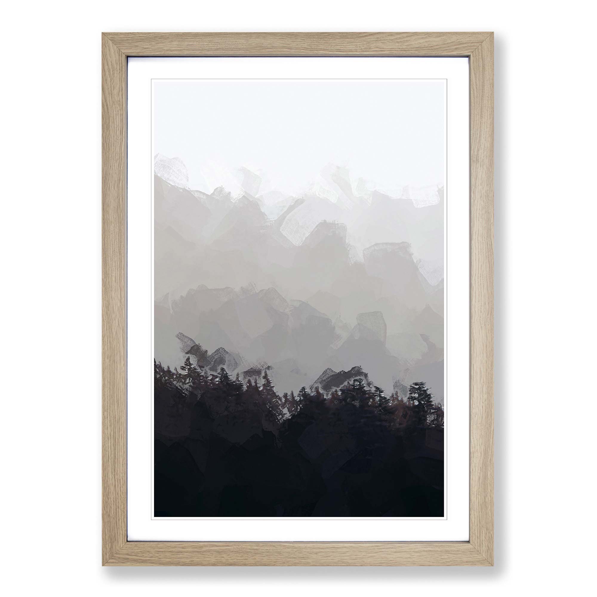 Mountain Behind The Forest Layers In Abstract Wall Art Print Framed ...
