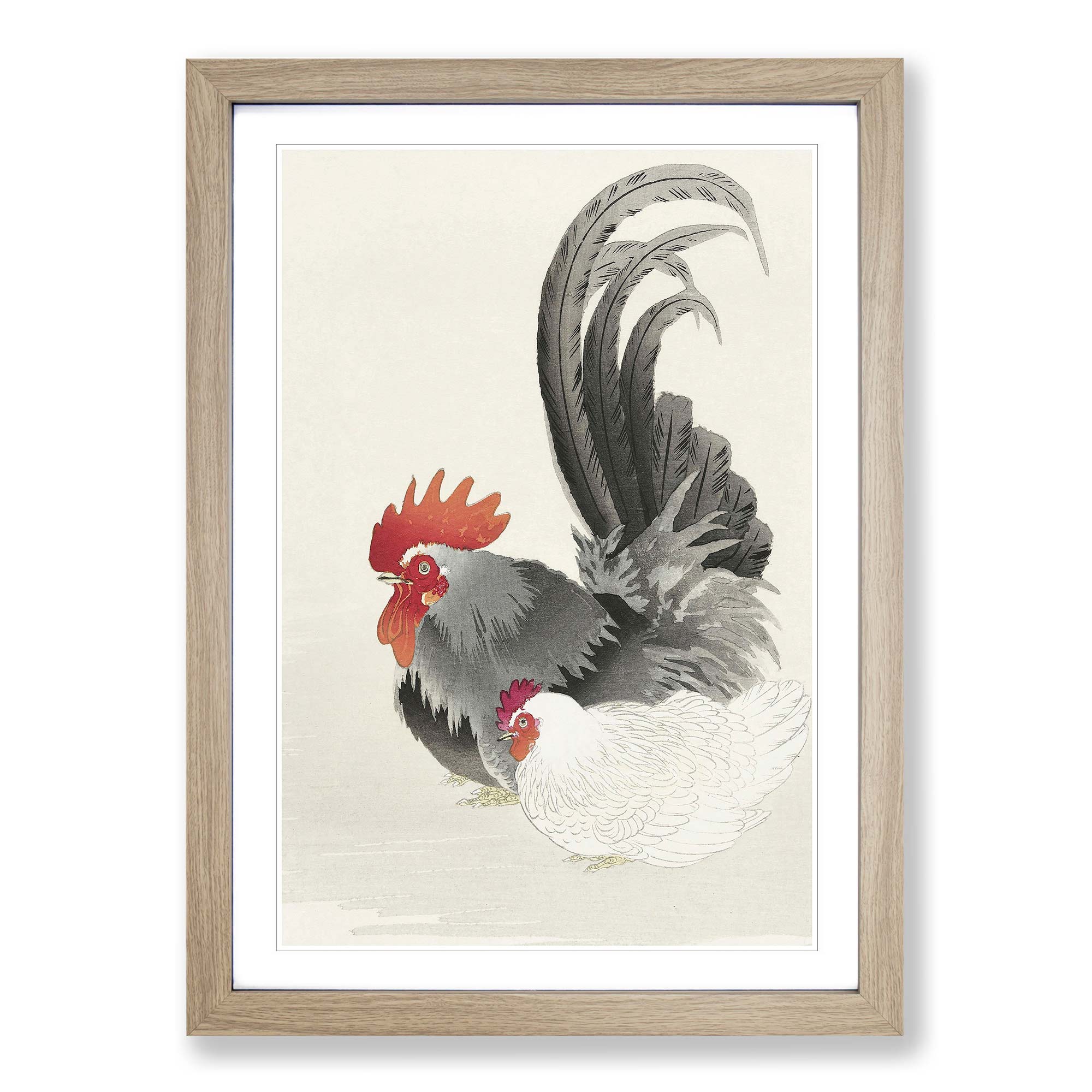 Rooster & Hen Framed Canvas Wall Art Print Poster Picture, Home Decor ...