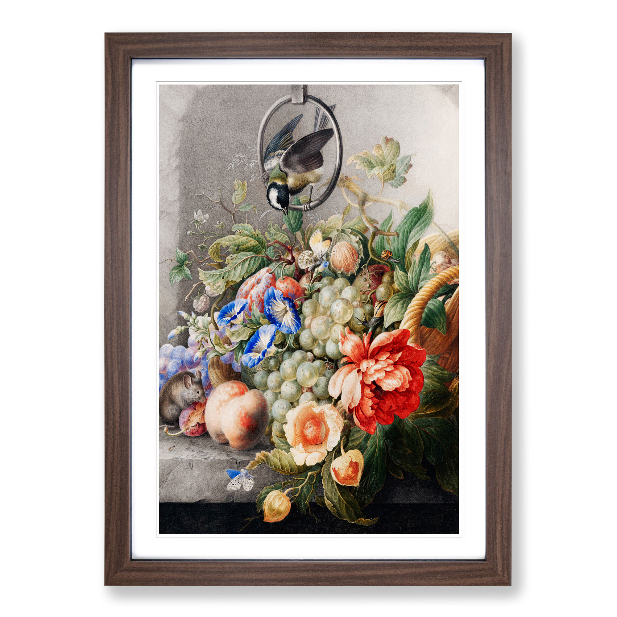 Bird With Flowers By Herman Henstenburgh Wall Art Print Framed Picture ...