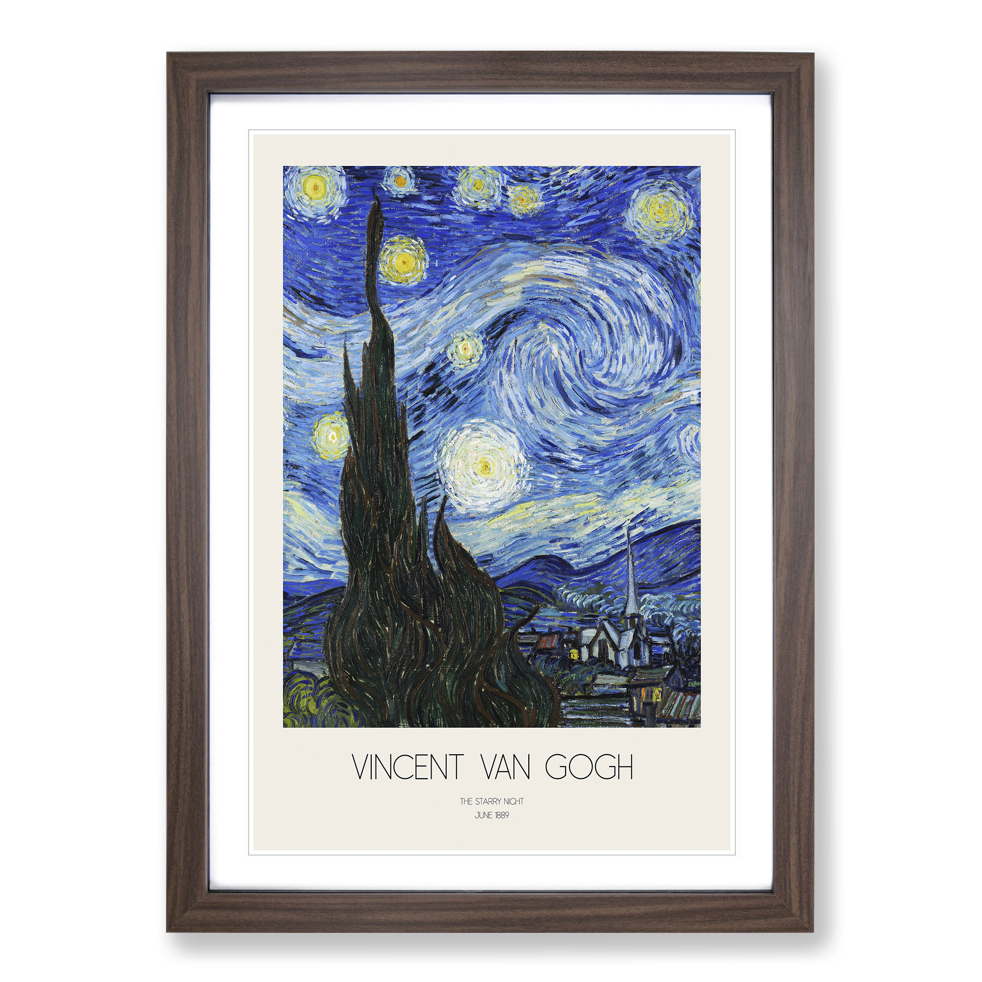 The Starry Night With Border By Vincent Van Gogh Wall Art Print Framed ...