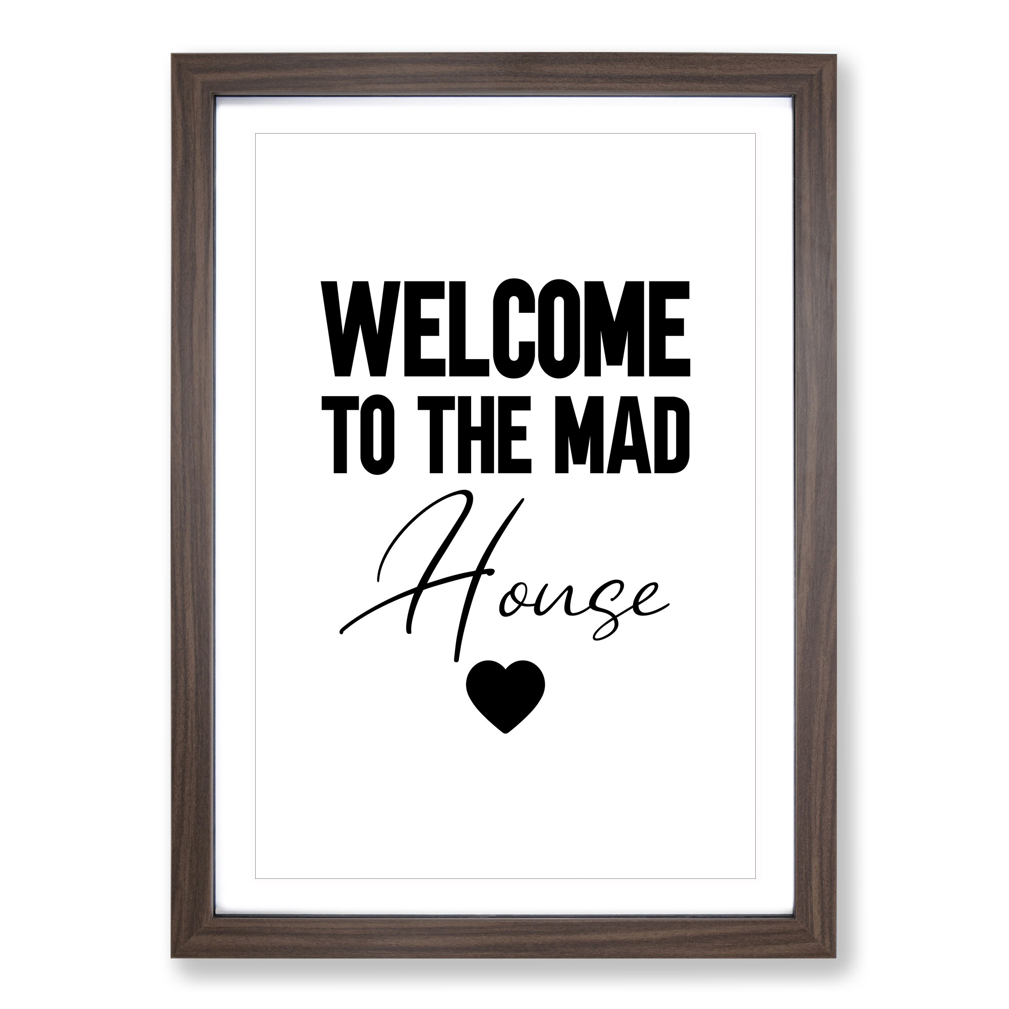 Welcome To The Mad House V2 Typography Wall Art Print Framed Picture ...