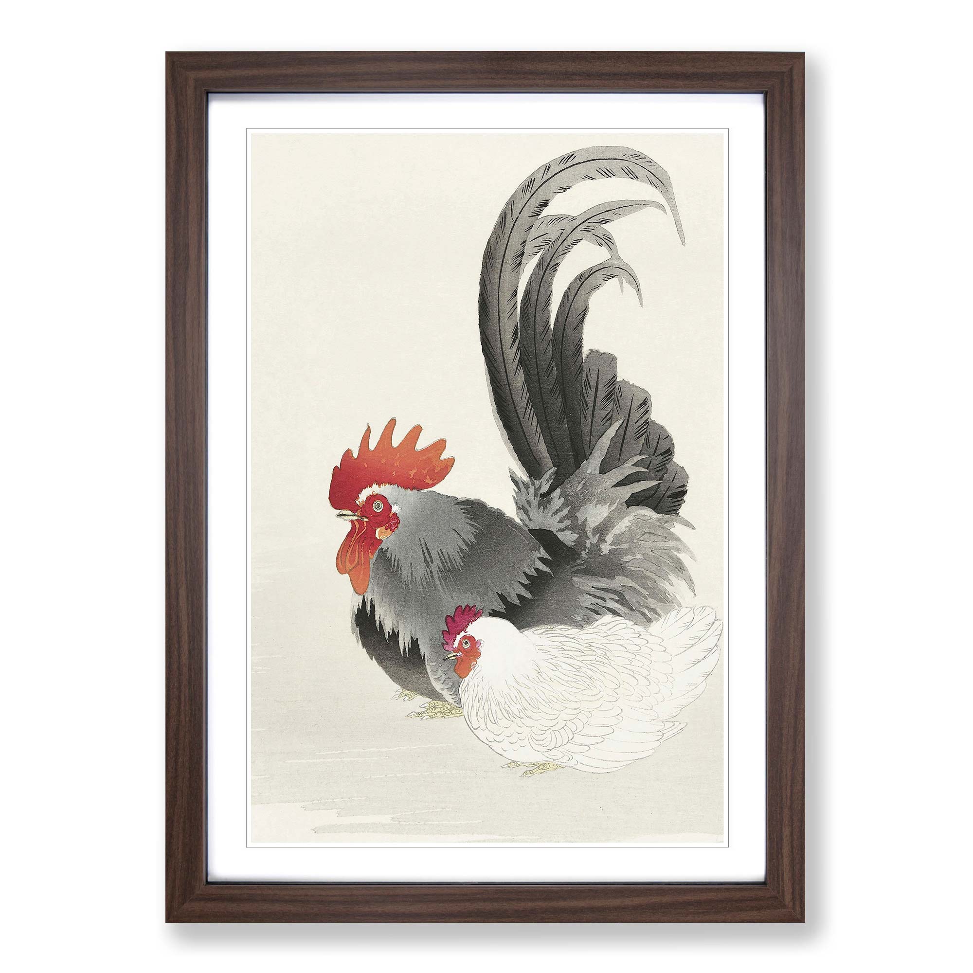 Rooster & Hen Framed Canvas Wall Art Print Poster Picture, Home Decor ...